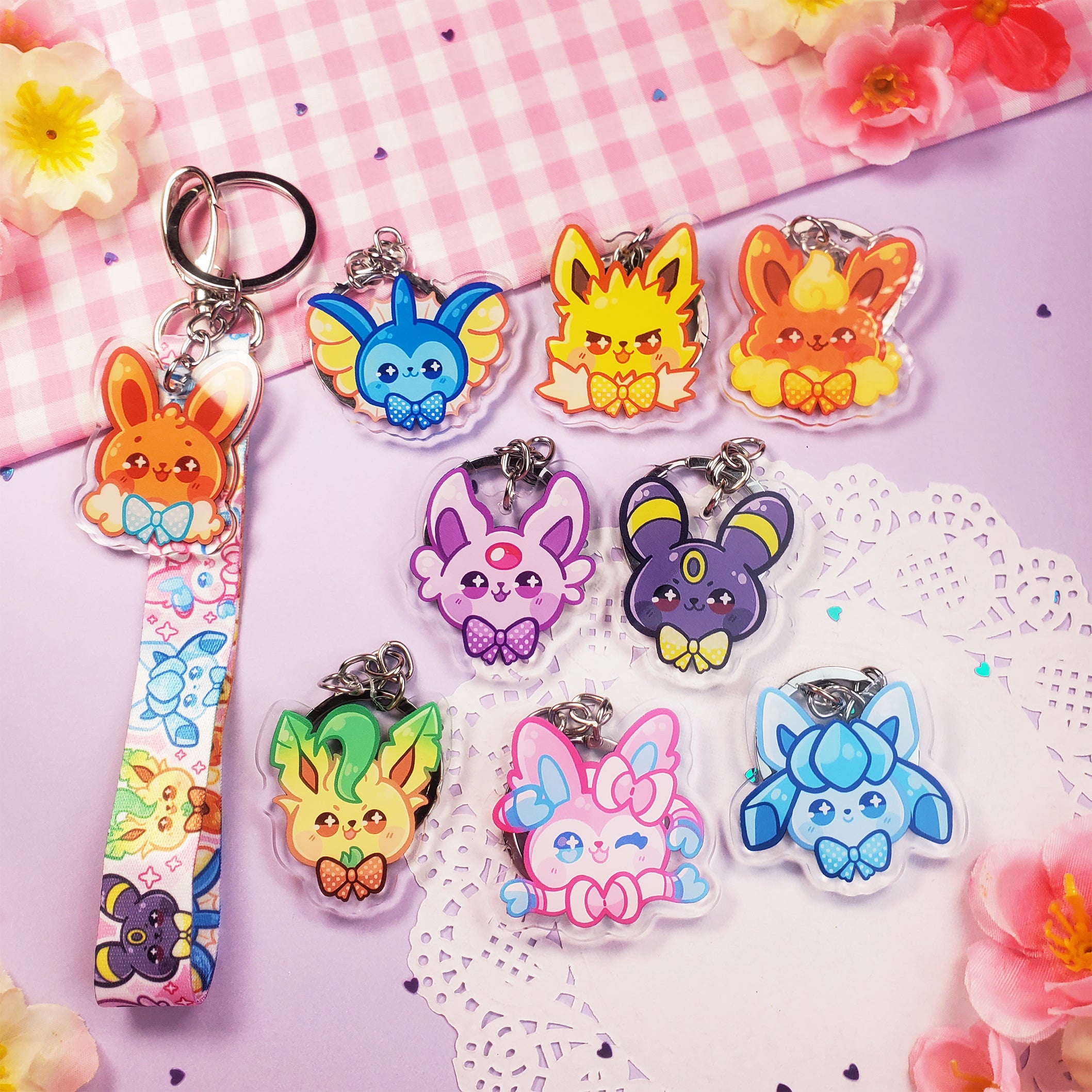 Cute Eeveelutions - Mini Lanyard + Keychain Set – BotTwins